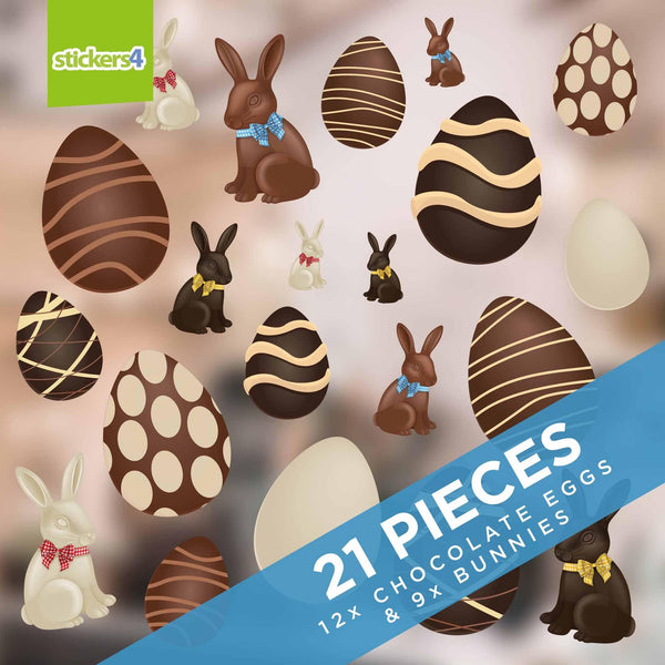 Chocolate Eggs & Bunnies Window Stickers | Easter