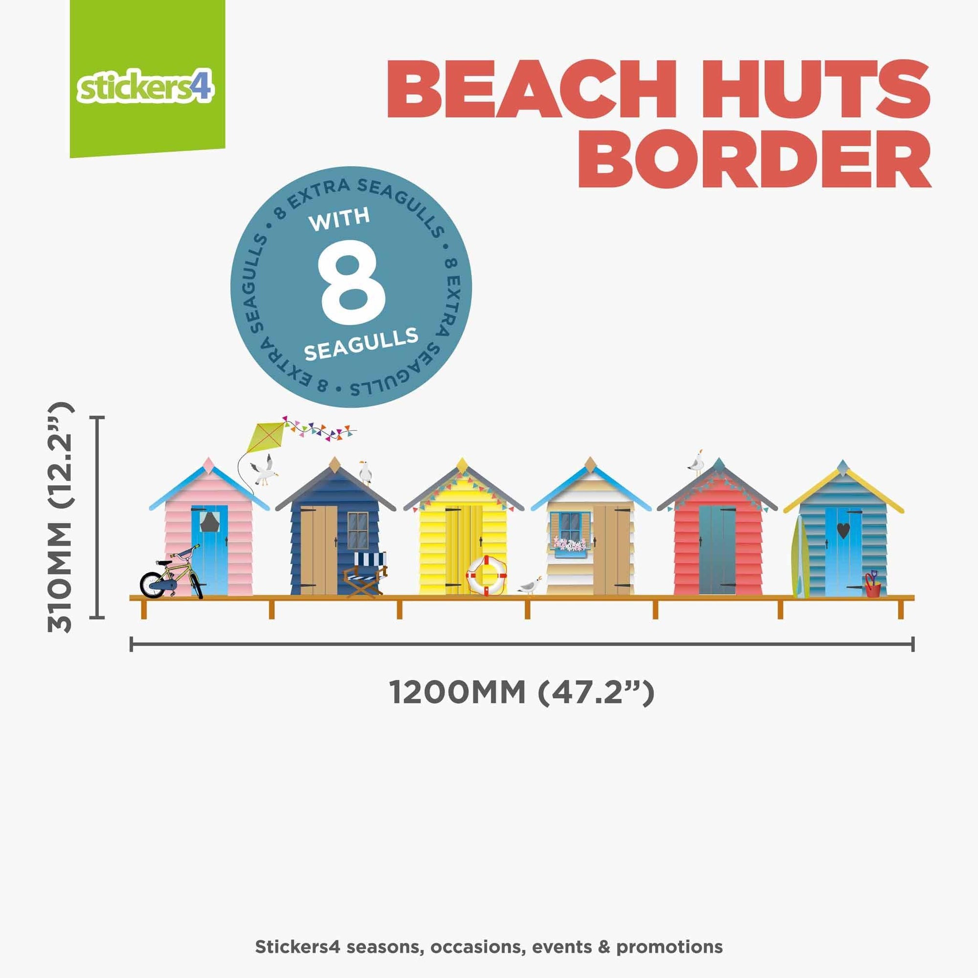 Beach Hut Border Static Cling Window Sticker | Summer Display