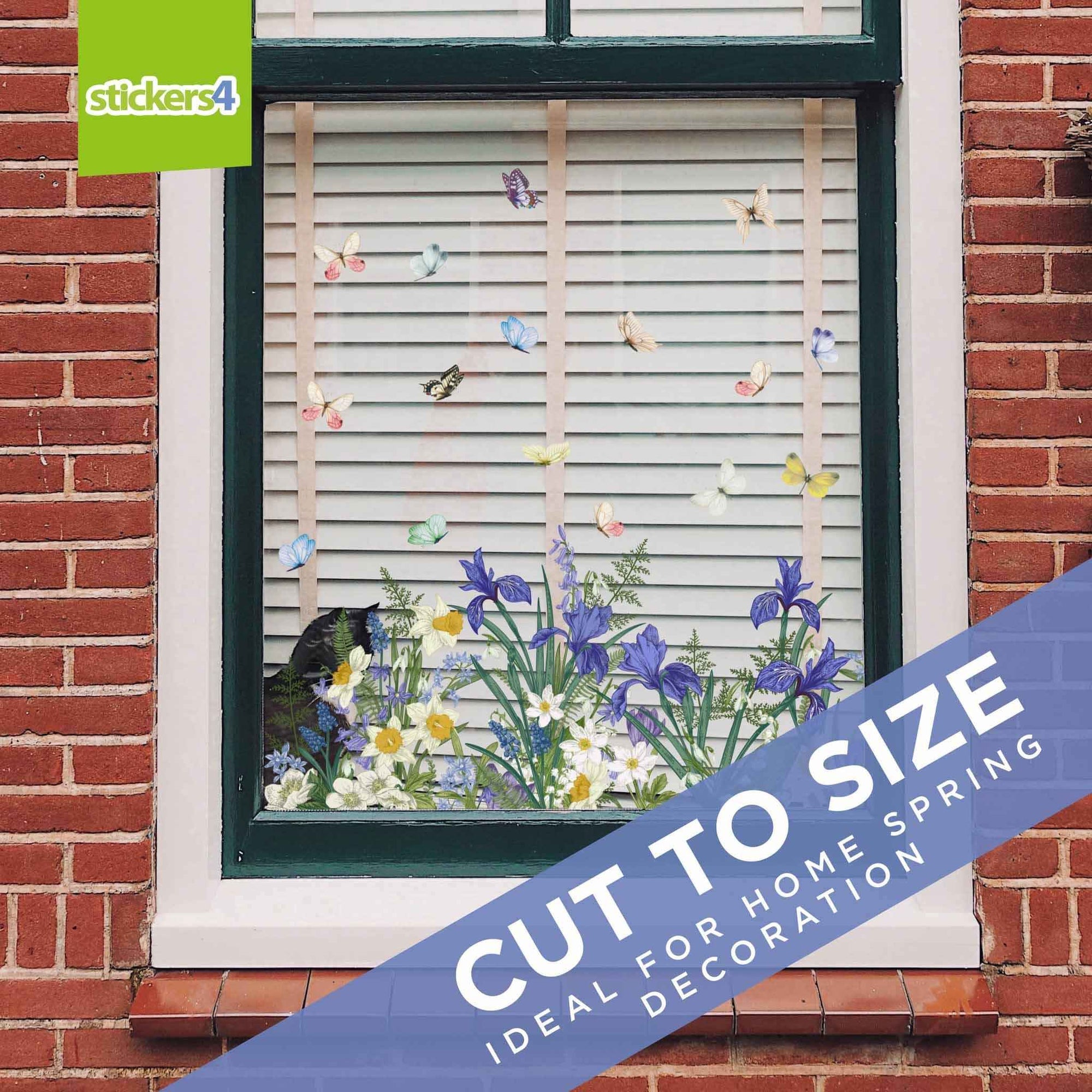 Botanical Spring Flowers Border Window Cling | Stickers4