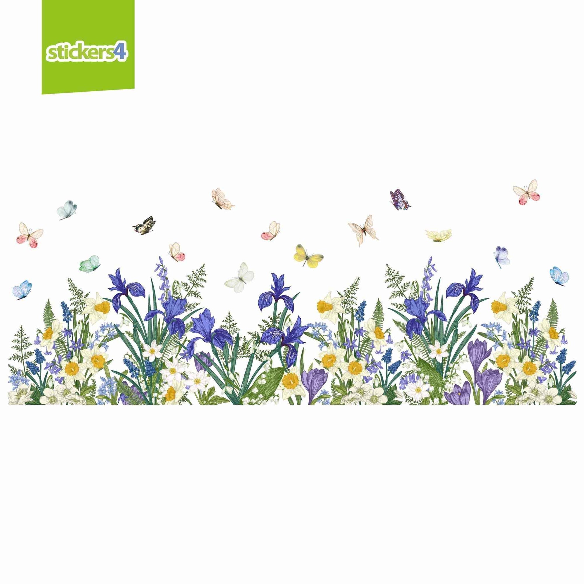 Botanical Spring Flowers Border Window Cling | Stickers4