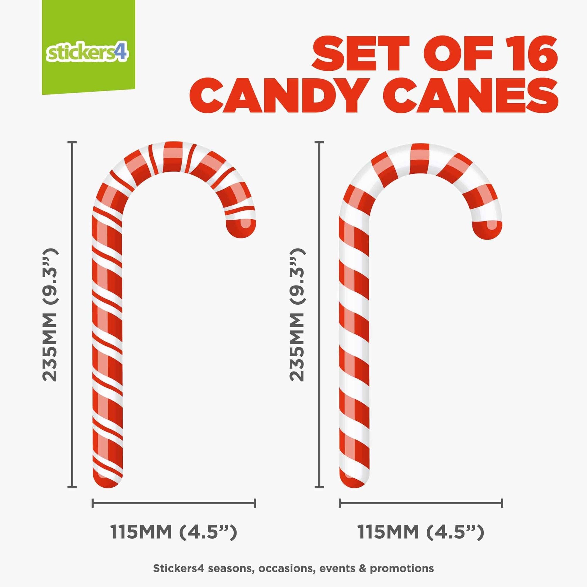 Christmas Candy Cane Window Stickers | Shop Cling Decal | Stickers4