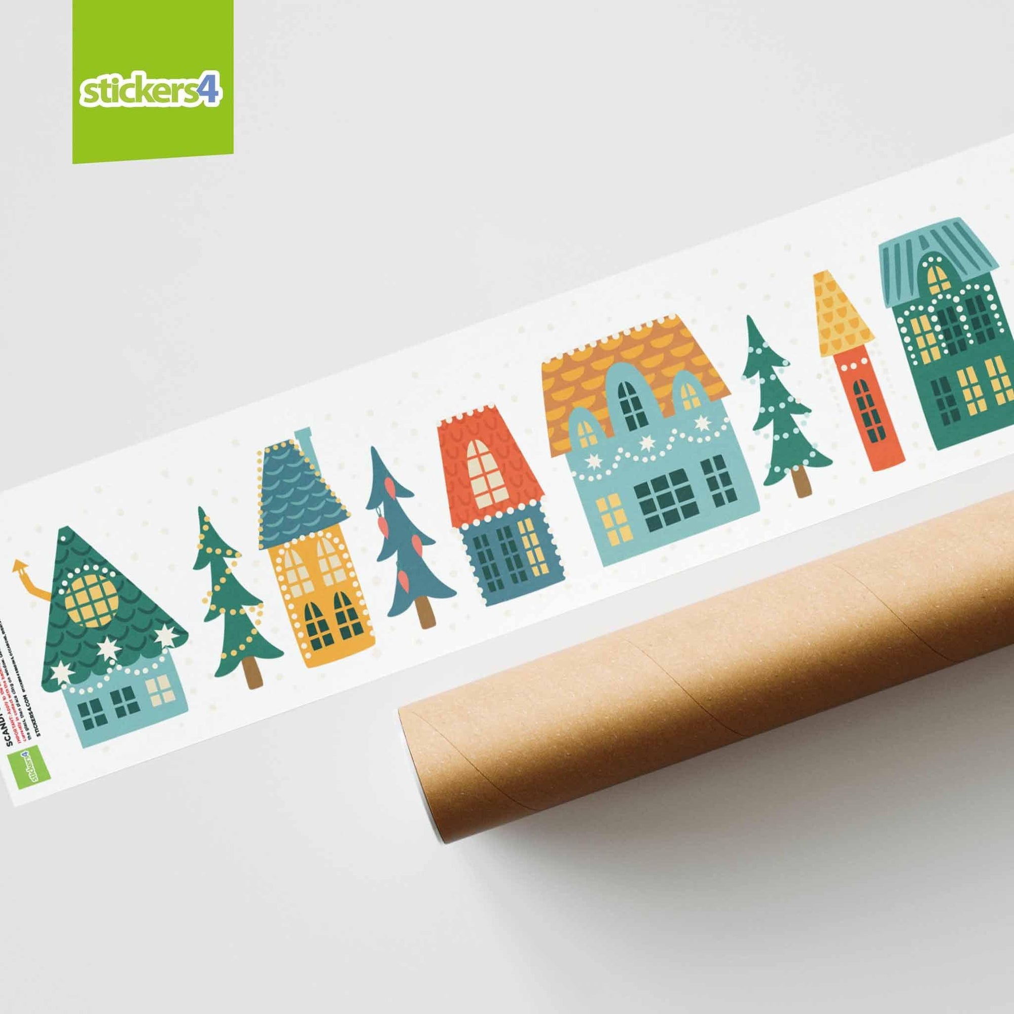 Scandi Christmas Houses Border - Christmas Window Cling