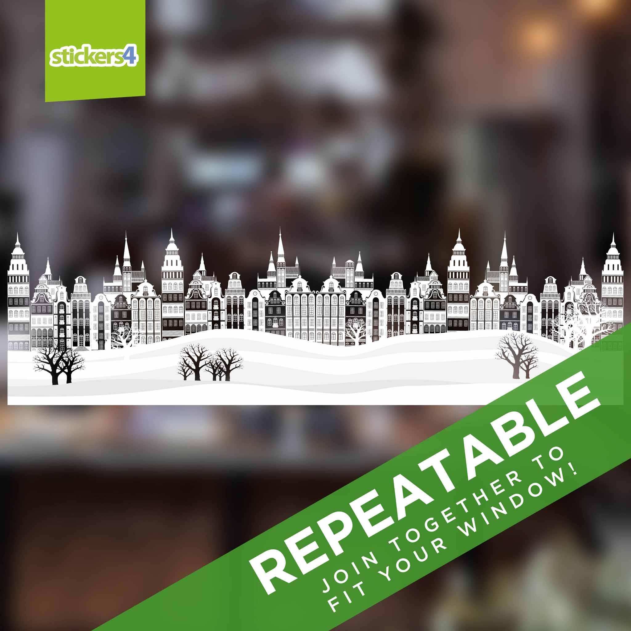 Christmas City Scape Border | Cling | Shop Window Sticker | Stickers4