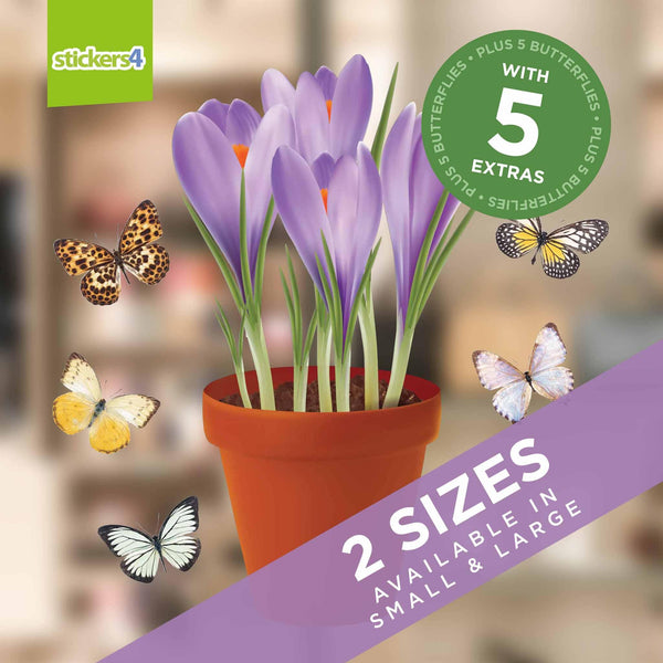 Crocuses in a Pot Window Cling Sticker | Floral Window Display