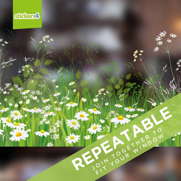 Daisy meadow window sticker border | Decorative static cling | Stickers4