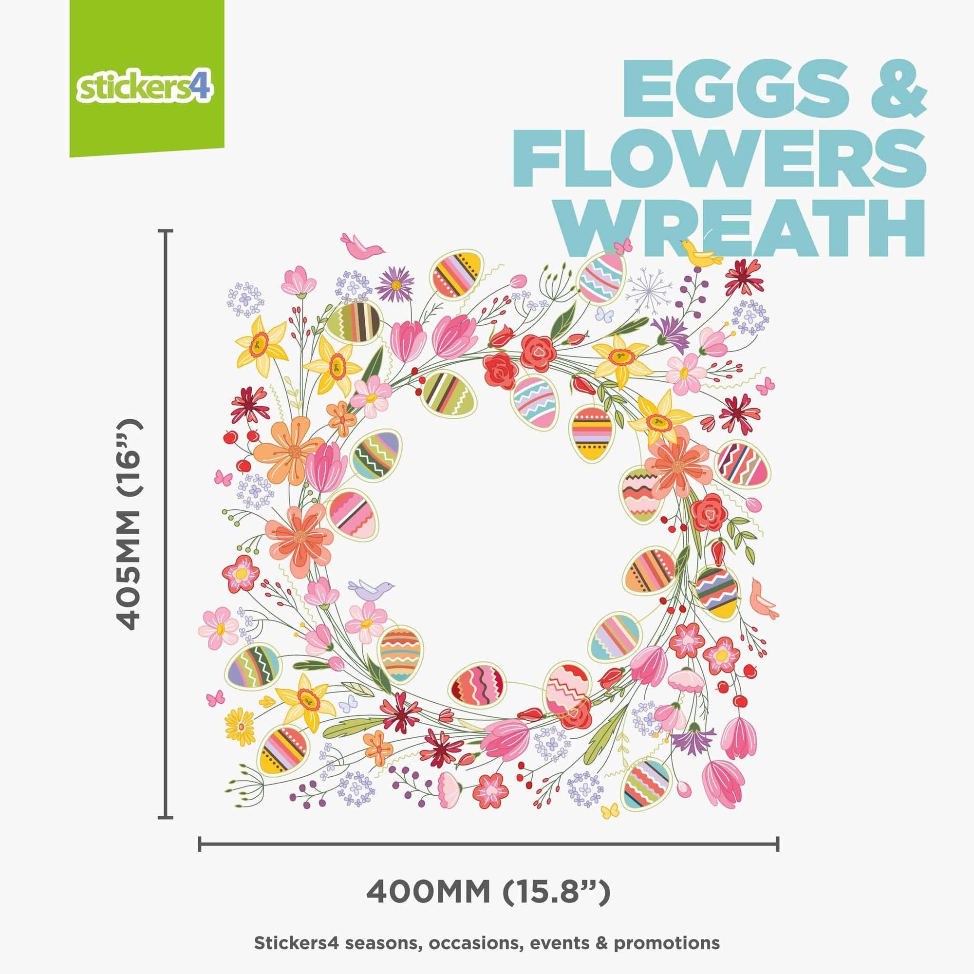 Easter Egg & Flowers Window Sticker | Wreath self cling | Stickers4
