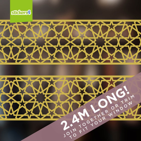 Eid Gold Geometric Border Window Sticker – Elegant Islamic Pattern for ...