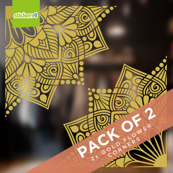 Eid Gold Flower Corner Window Stickers – Elegant Islamic Decorations