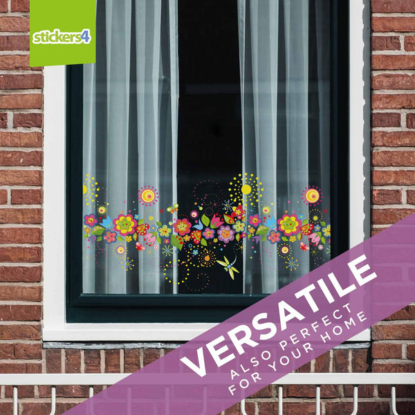 Floating Flowers Border Window Sticker | Spring & Summer Displays