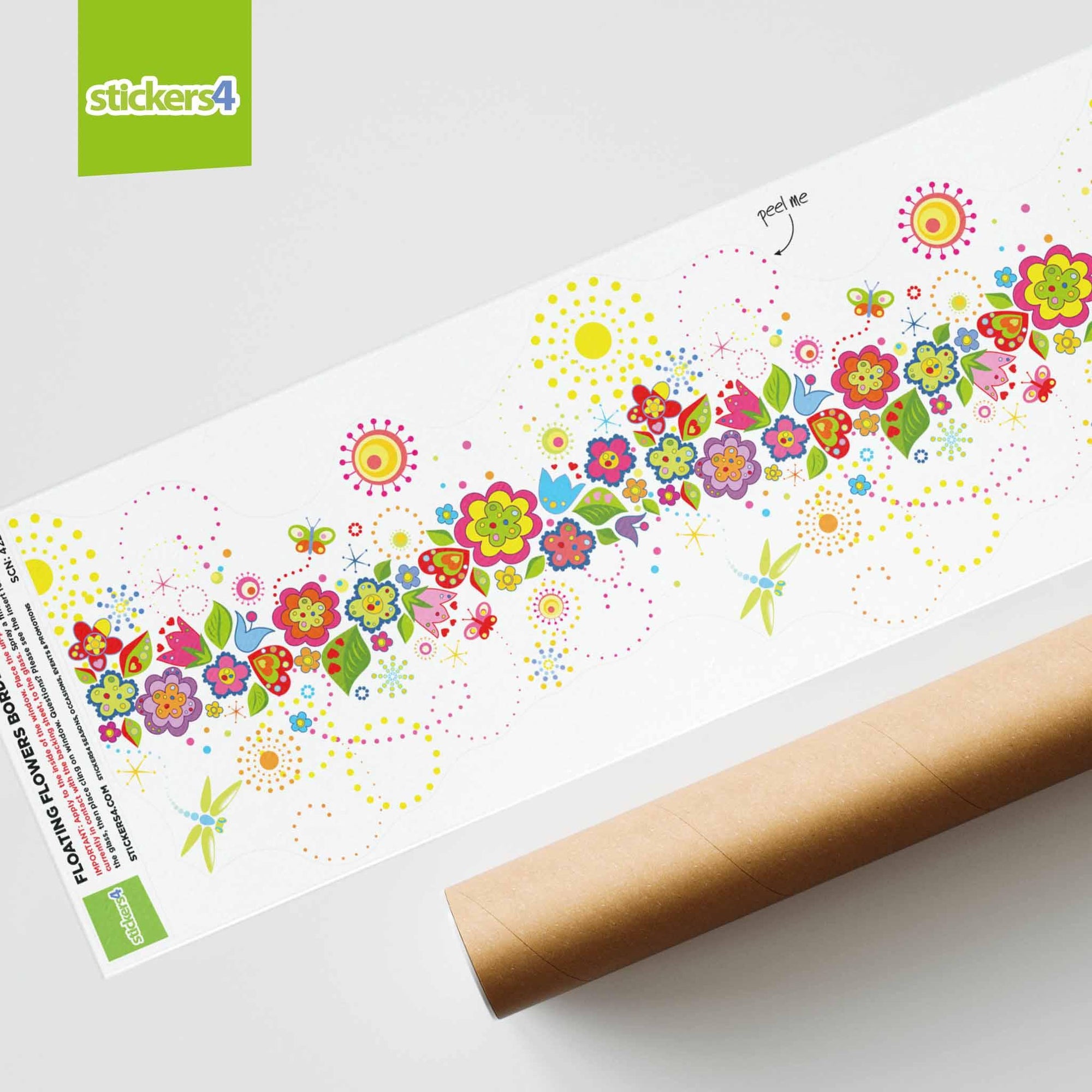 Floating Flowers Border Window Sticker | Spring & Summer Displays