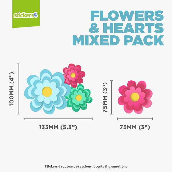 Flowers and hearts window sticker | Stickers4