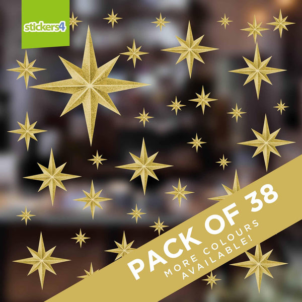 Golden Christmas Star Window Stickers