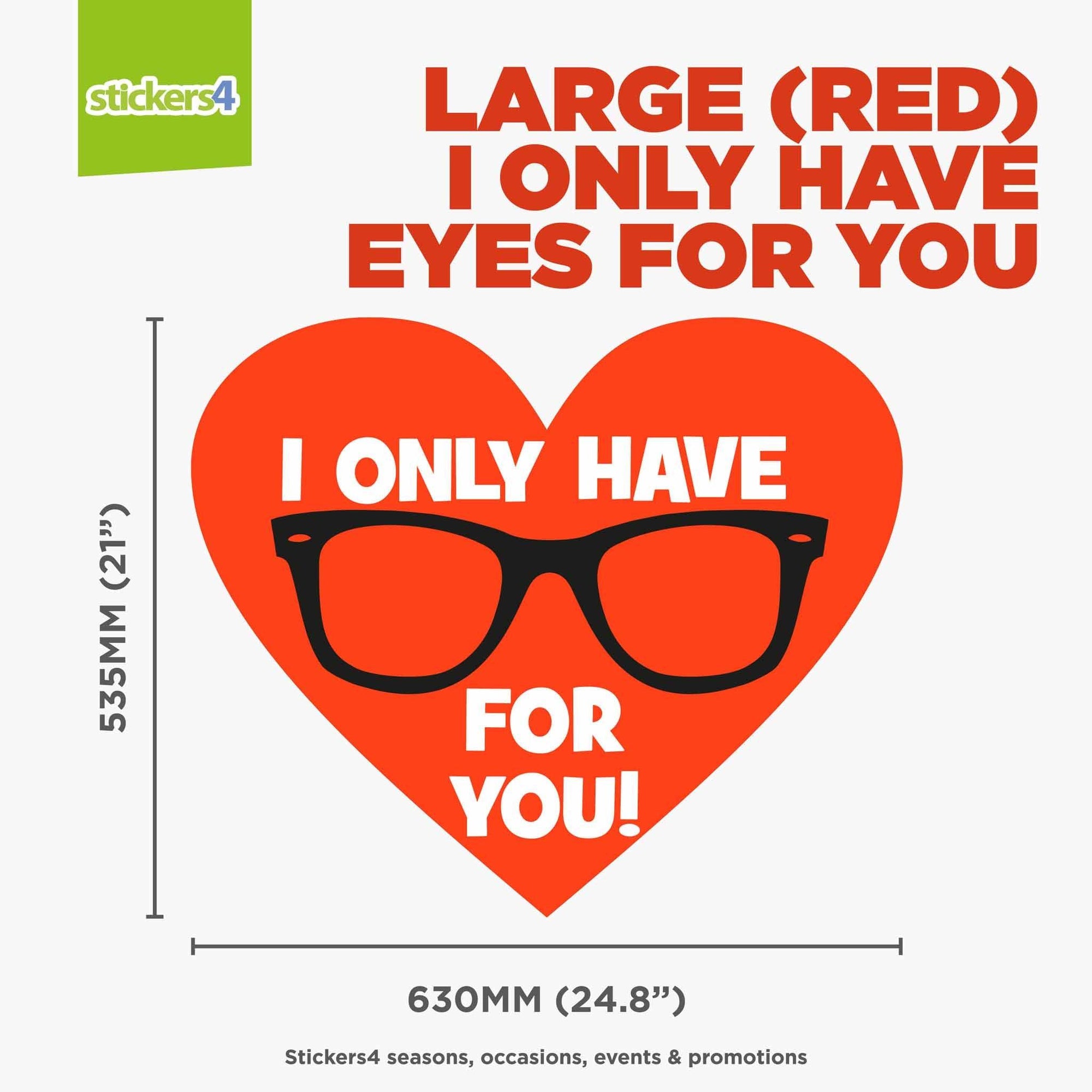 Valentine's Day Red Heart Eyes Shop Window Sticker