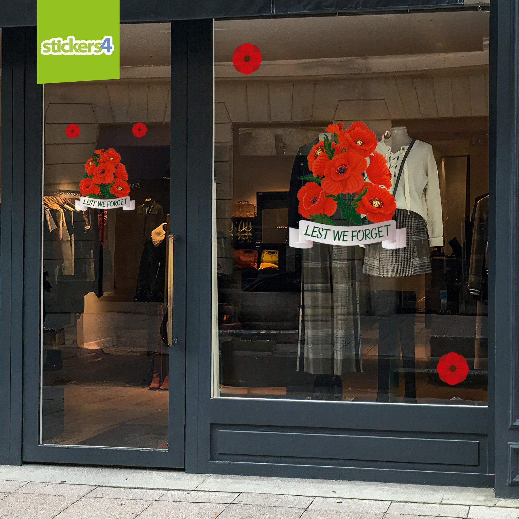 Remembrance Day Window Display Stickers | Lest We Forget | Stickers4