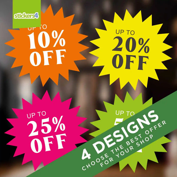 Vibrant 'Neon' Discount Tag Window Sticker | Sales & Discounts