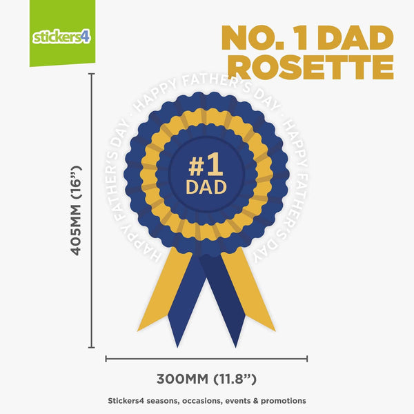 No.1 Dad Rosette Window Sticker