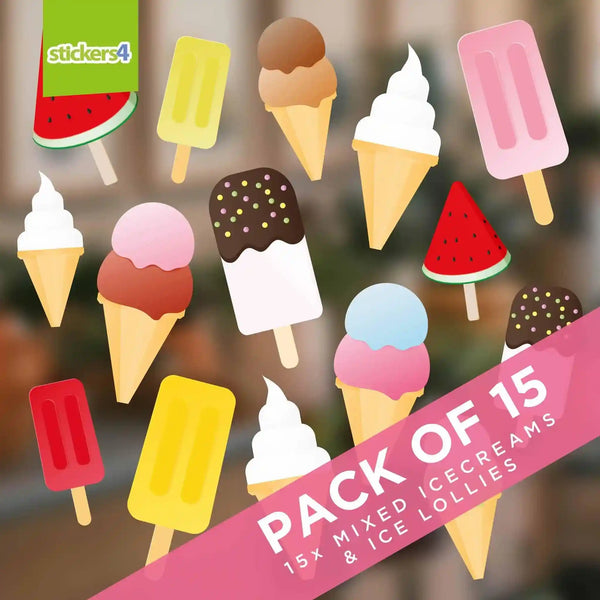 Pack of 15 Mixed Ice Lollies | Lolly Window Stickers