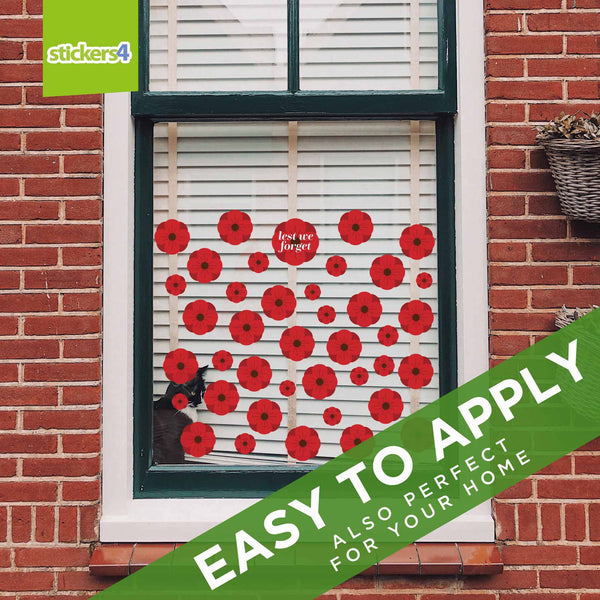 40 Remembrance Poppy Window Cling Stickers | Stickers4