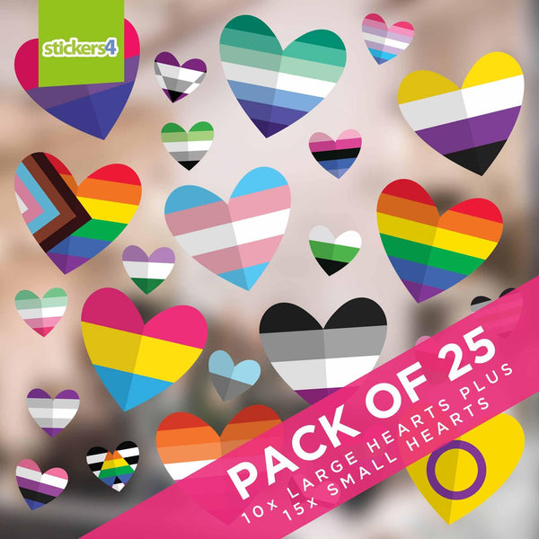 Paper-Style Pride Heart Window Stickers | Pride Window Display