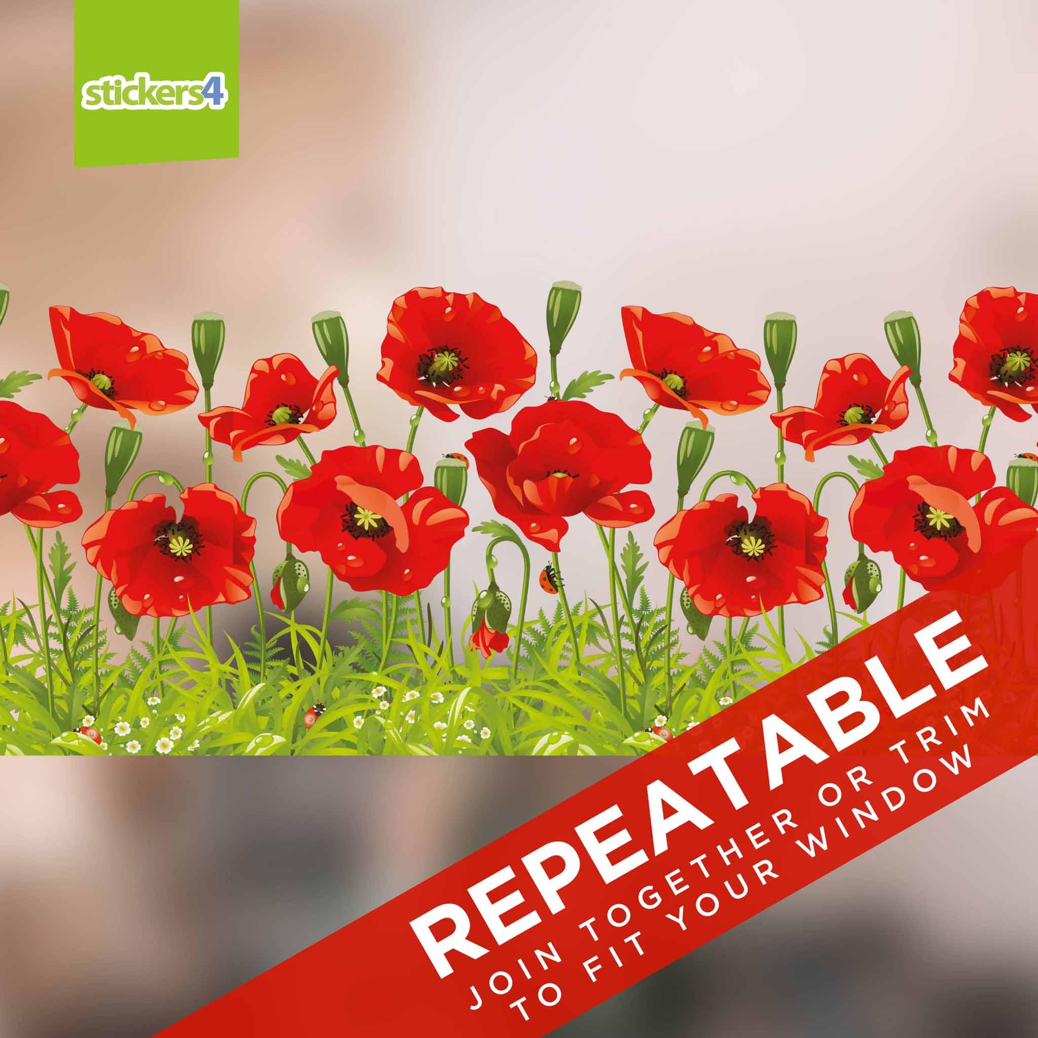 Poppy Border Window Cling