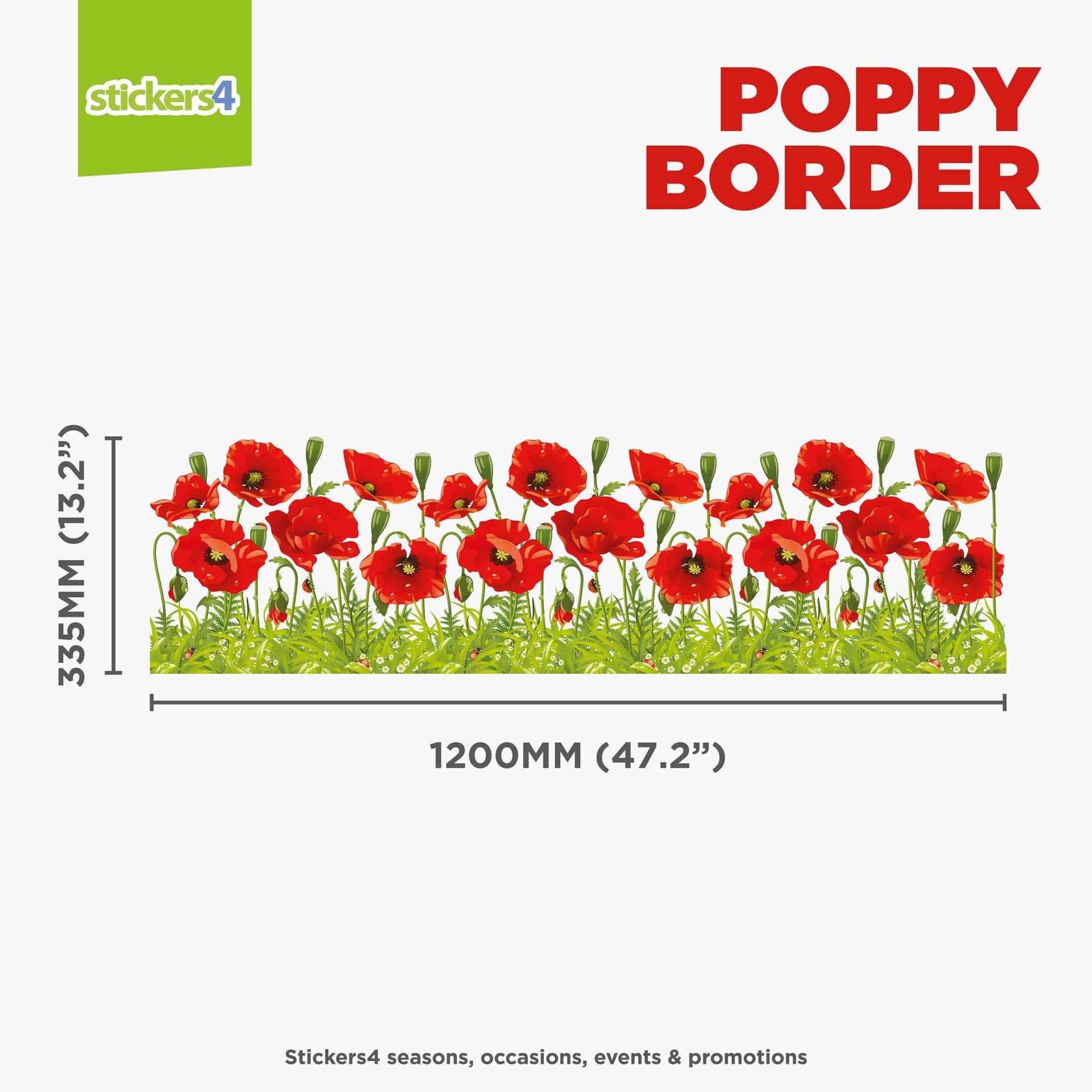 Poppy Border Window Cling