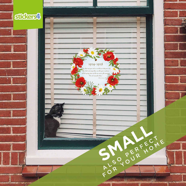 Poppy & Daisy Remembrance Wreath Window Cling Sticker