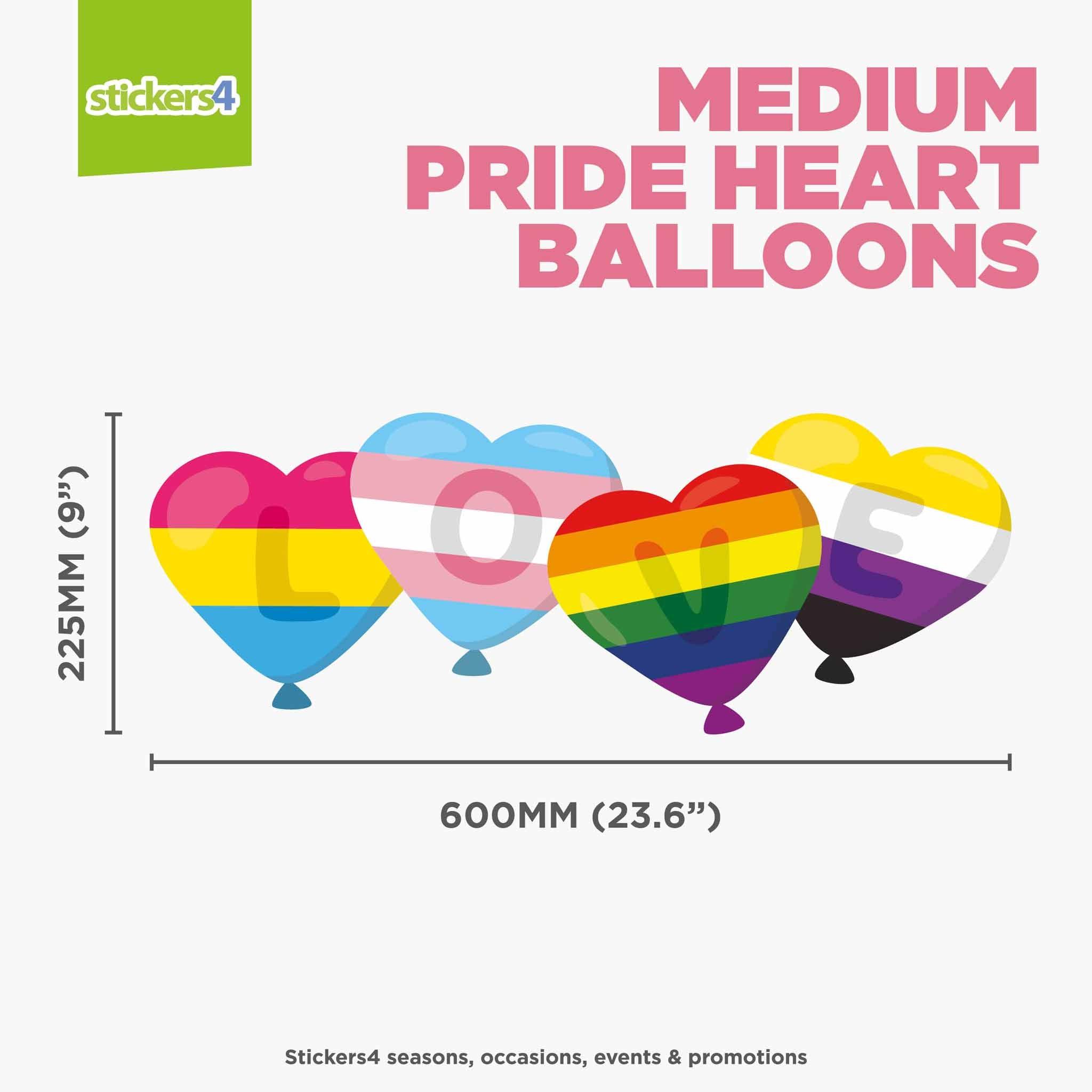 Pride Heart Rainbow Balloons Window Sticker | Love Pride | Stickers4