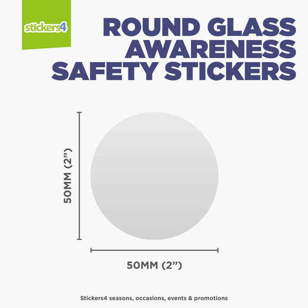 60x Round Glass Awareness Window Stickers | Glass Safety