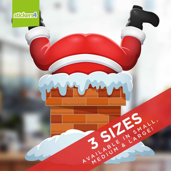 Santa Falling Down The Chimney Window Decoration | Stickers4