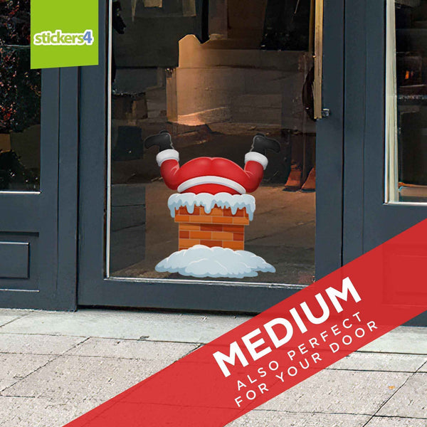 Santa Falling Down The Chimney Window Decoration | Stickers4