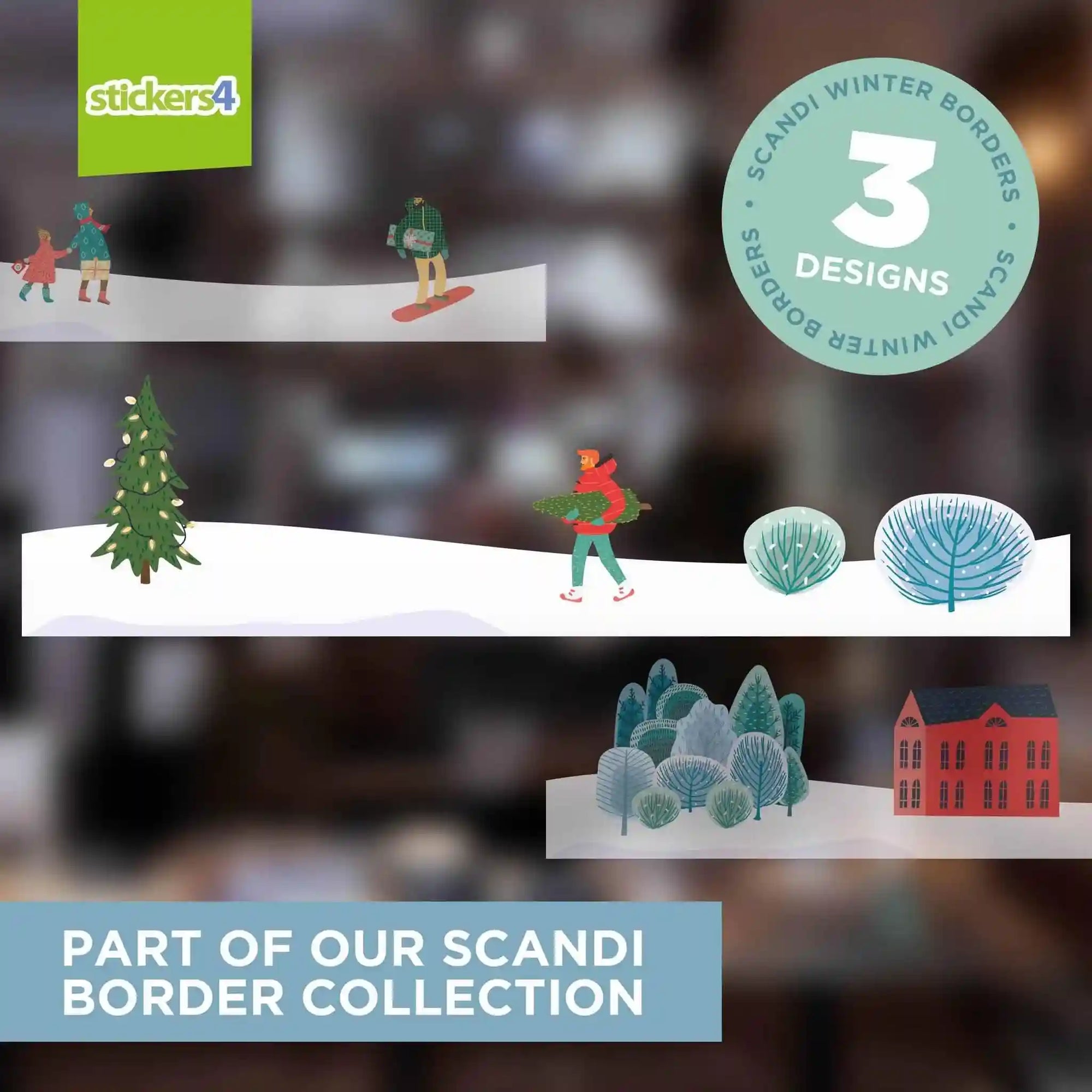 Scandi Winter Border #3 Christmas Window Sticker
