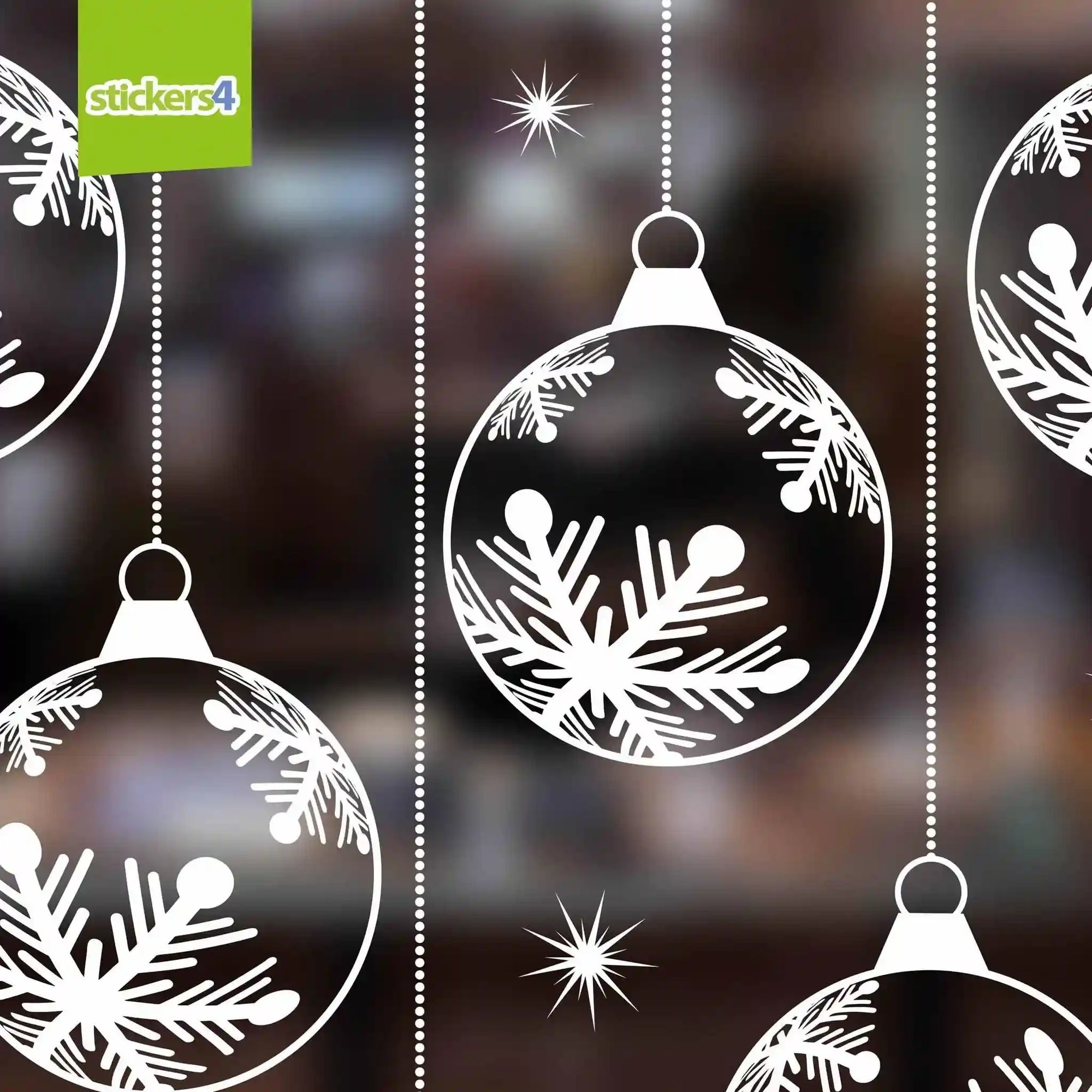 Set of 8 Medium Snowflake Bauble Window Decoration Decals
