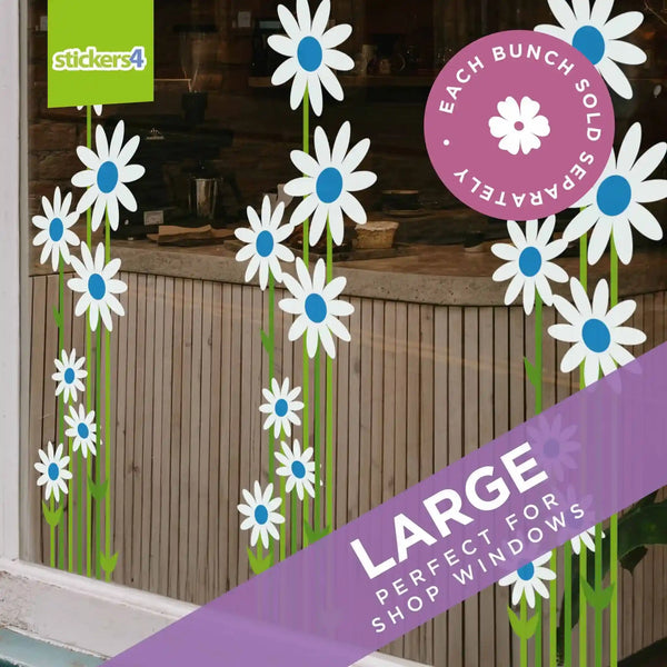 Standard Daisy Stem Window Stickers | Summer Window Display