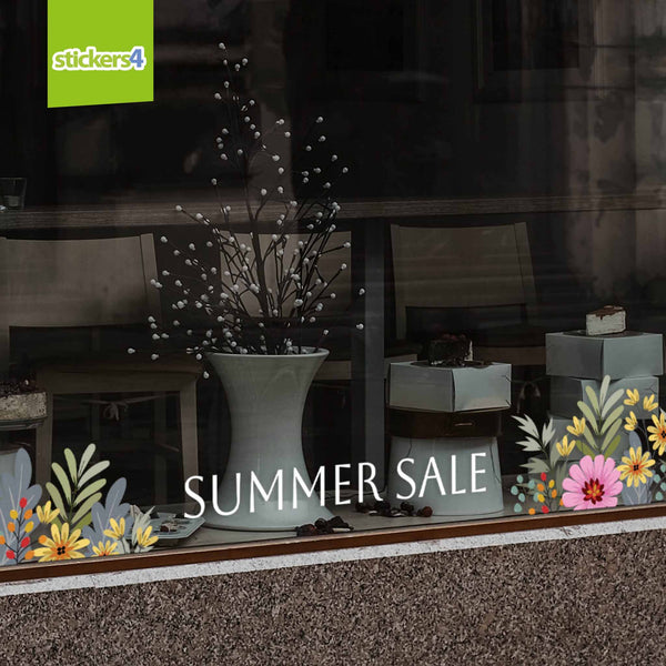 Summer Sale with Foliage Window Sticker | Sale and Discount