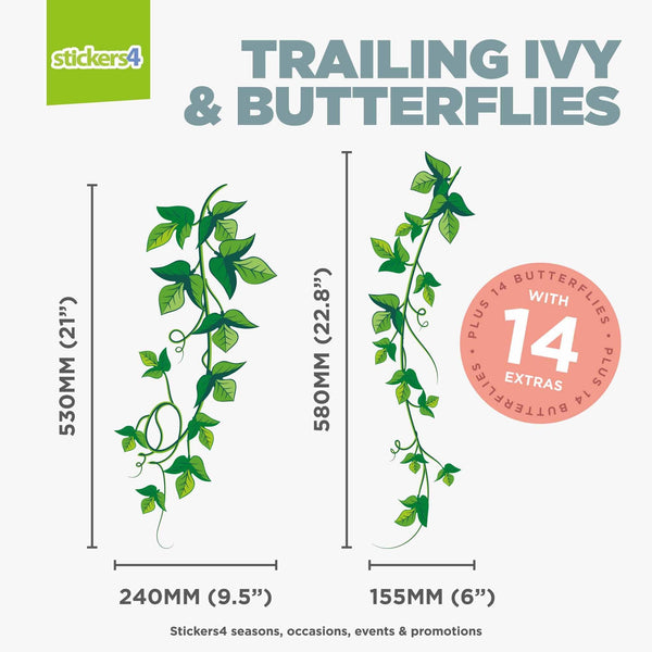 Trailing Ivy & Butterflies Window Stickers | Floral Window Display