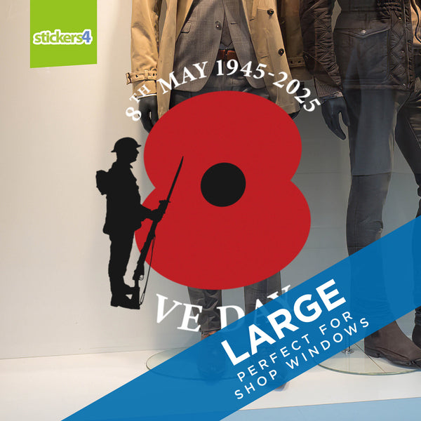 VE Day Poppy with Soldier Roundel Window Sticker | 80th Anniversary