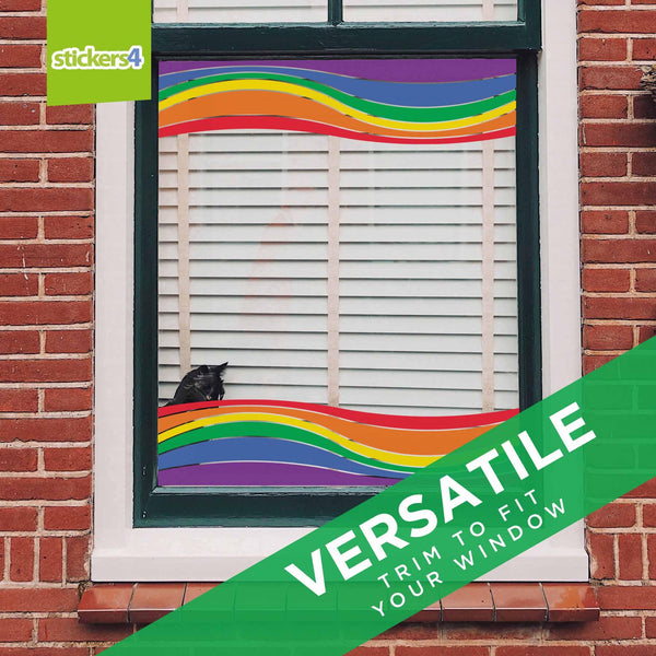 Wavy Rainbow Border Window Sticker | Pride Window Display