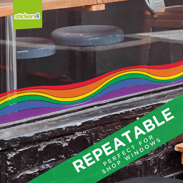Wavy Rainbow Border Window Sticker | Pride Window Display