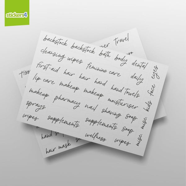 62 Script Font Bathroom Labels - Inspired by The Home Edit