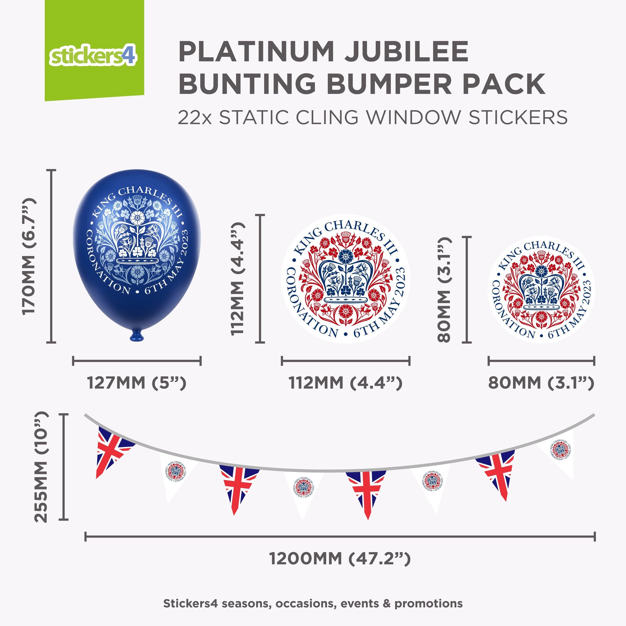 CRIII Coronation - Official Logo Bumper Bunting & 'Balloon' Pack