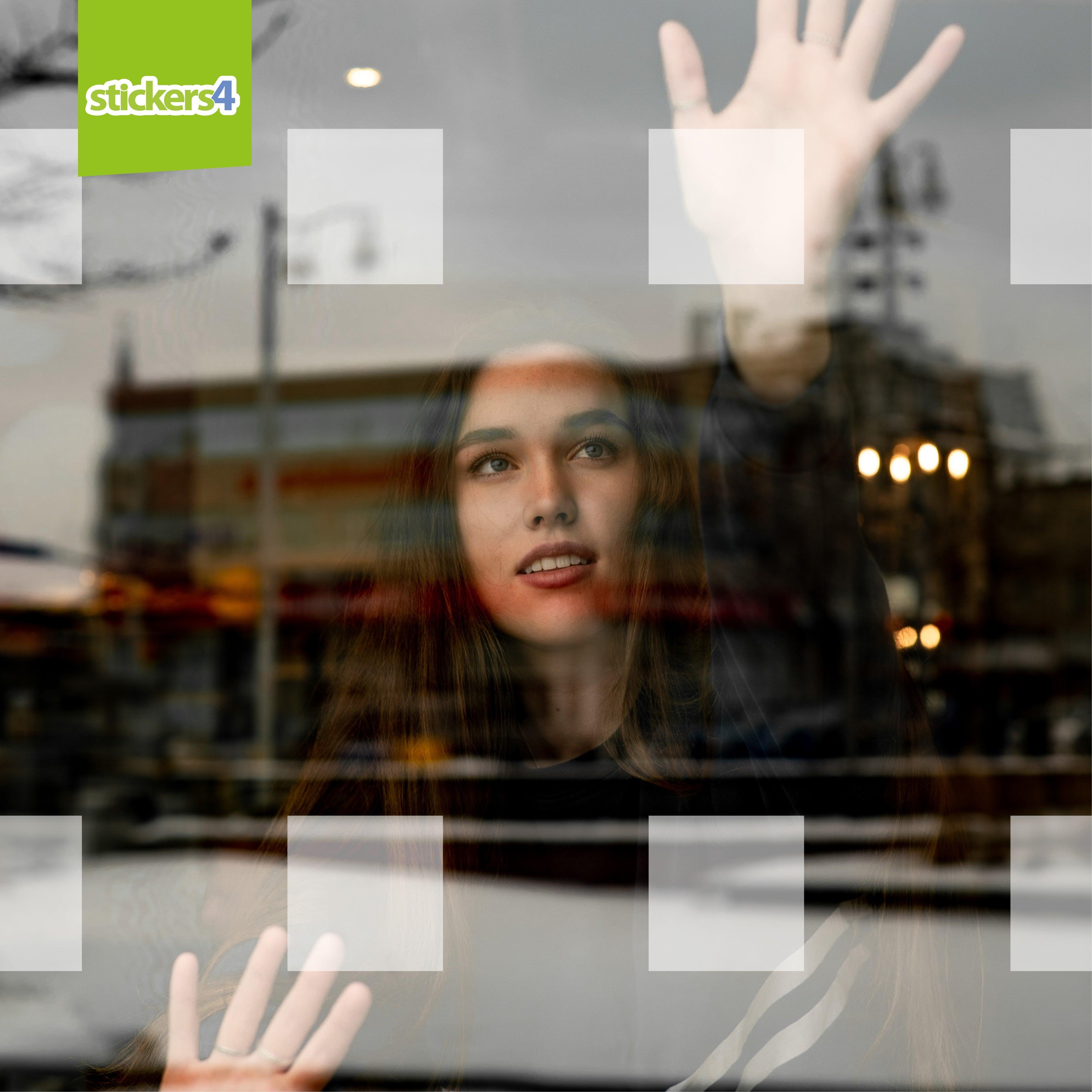 60x Square Glass Awareness Window Stickers - Glass Safety Window Stick