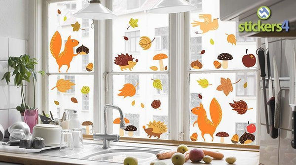 Autumn Woodland pack window stickers | Animal & Leaves | Stickers4