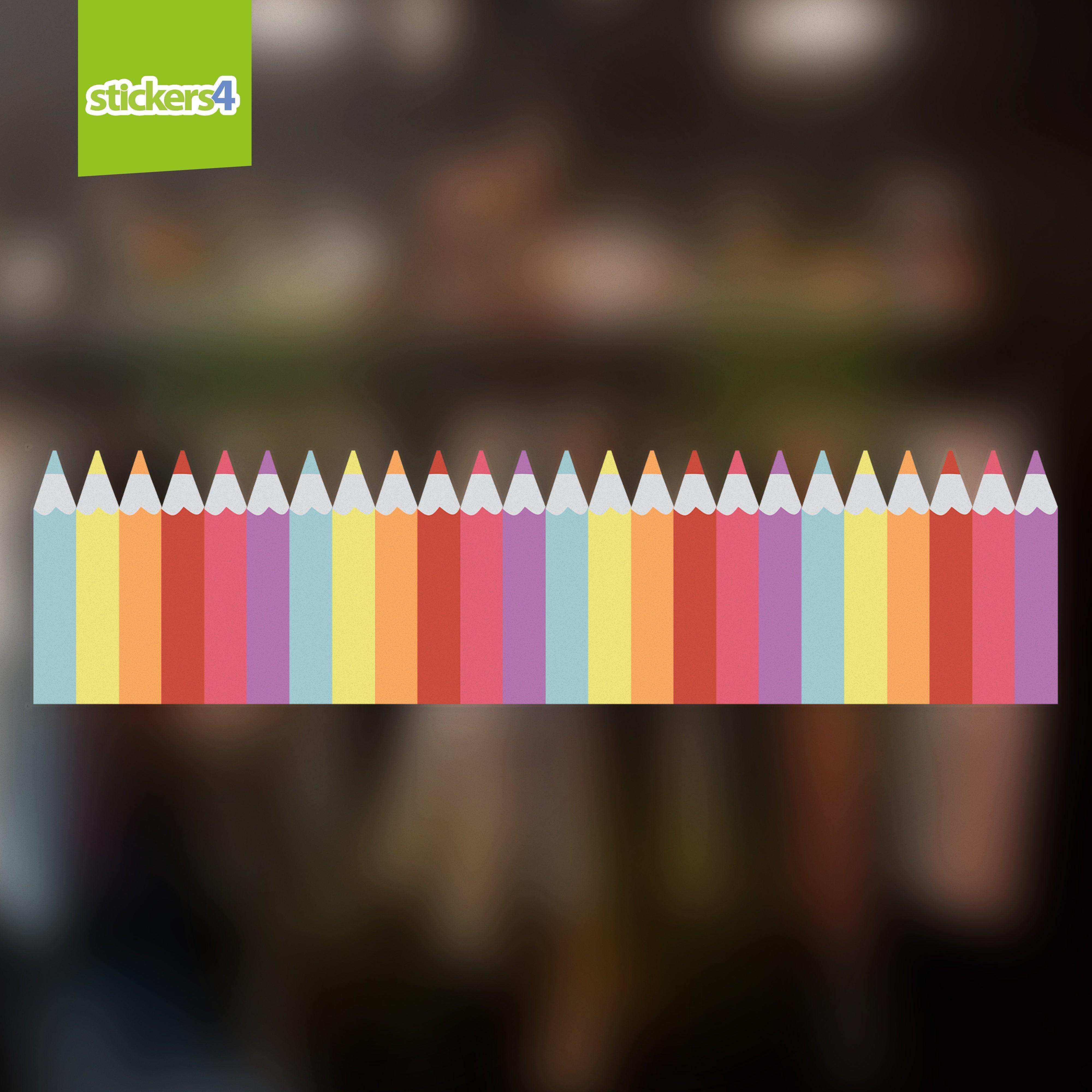 Back to School Coloured Pencils Border Window Decal