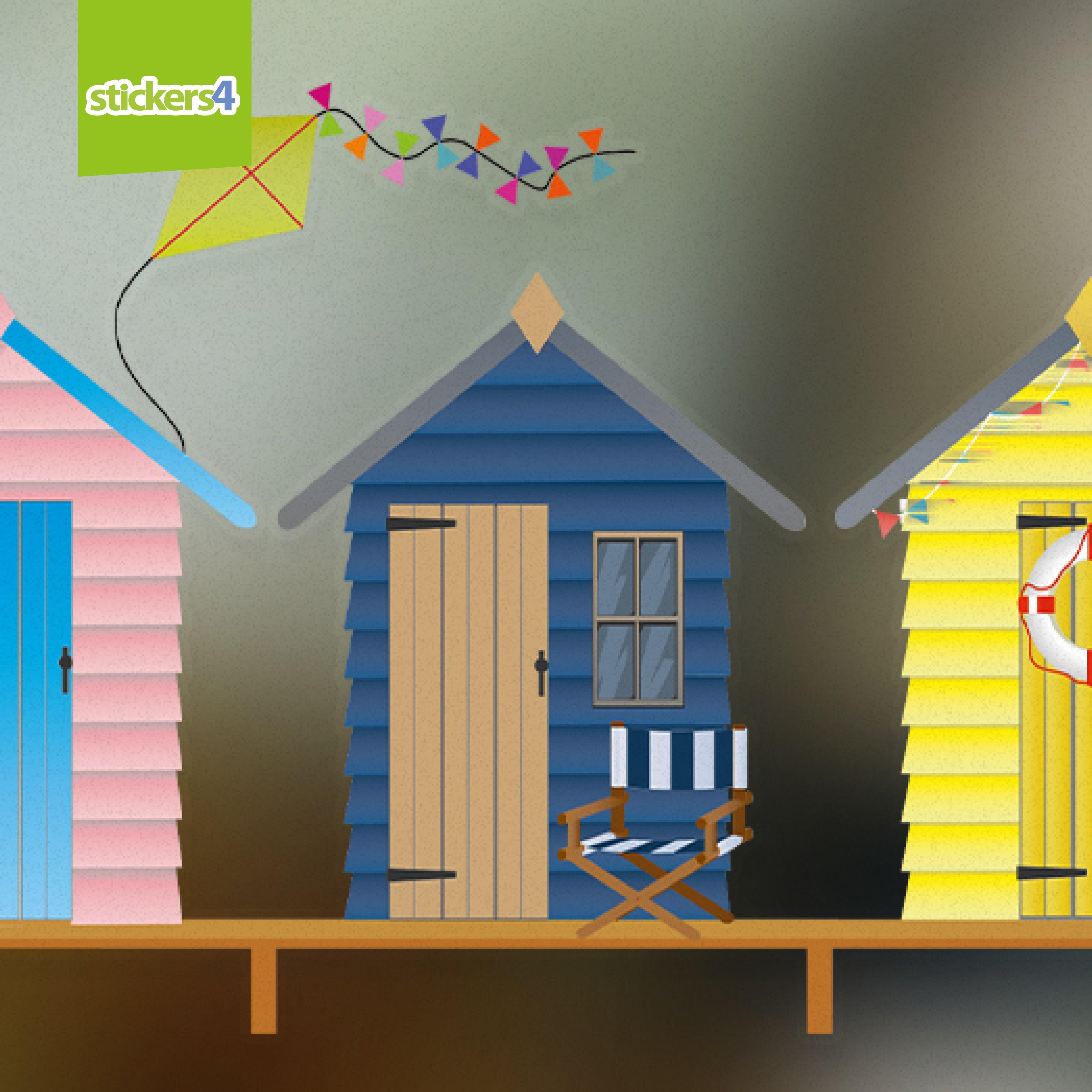 Beach Hut Border Static Cling Window Sticker