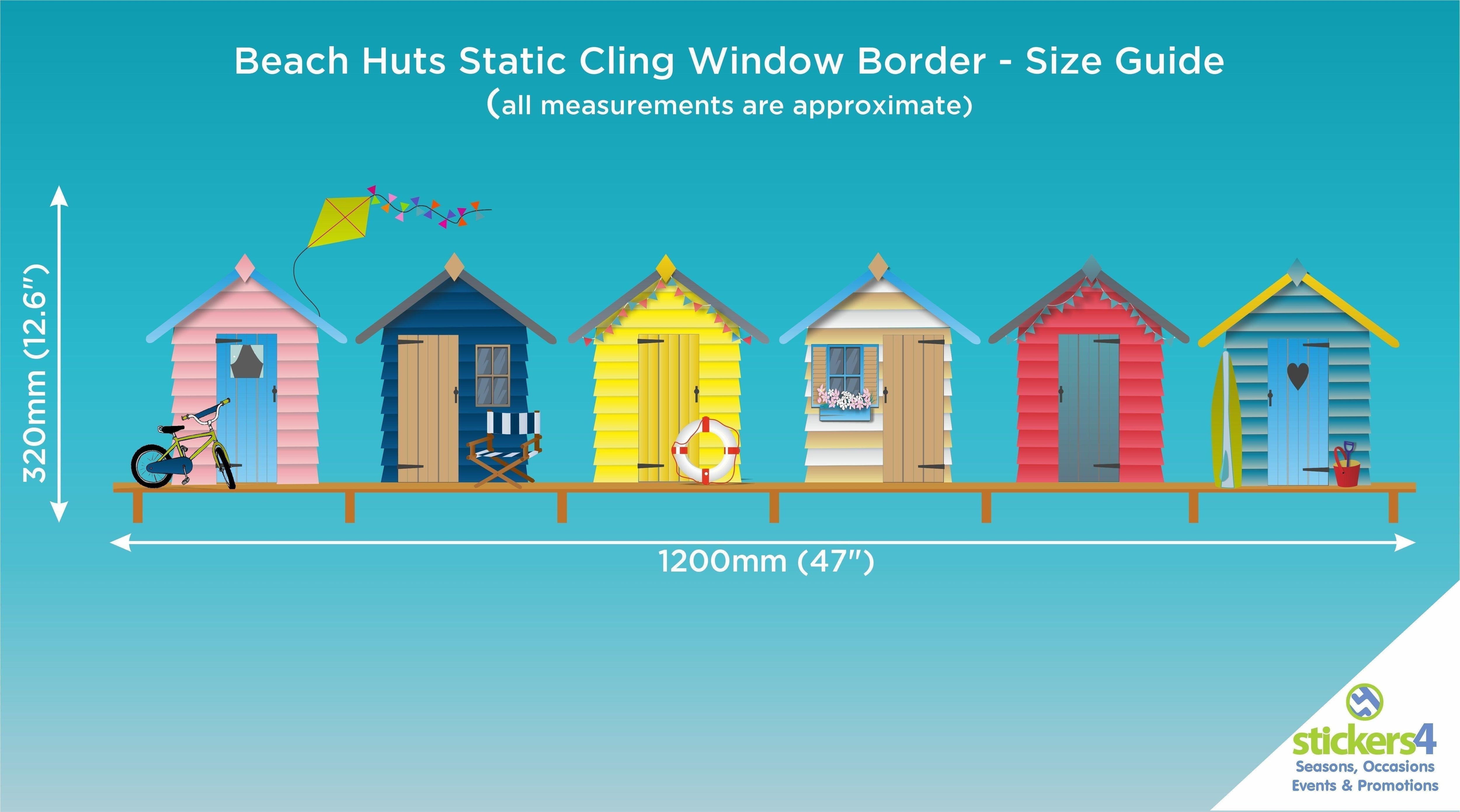 Beach Hut Border Static Cling Window Sticker