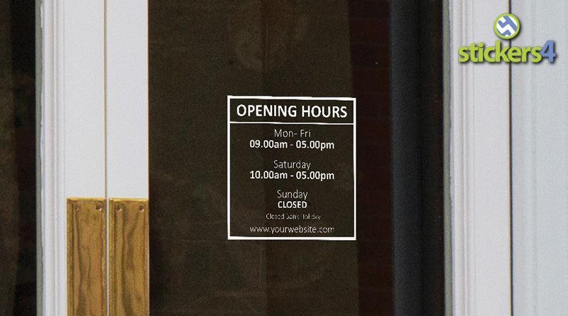 Custom Shop Opening Times Window Sticker Design #2