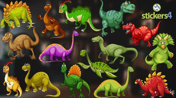 Dinosaur Kids Window Sticker Set | Static Self Cling | Stickers4
