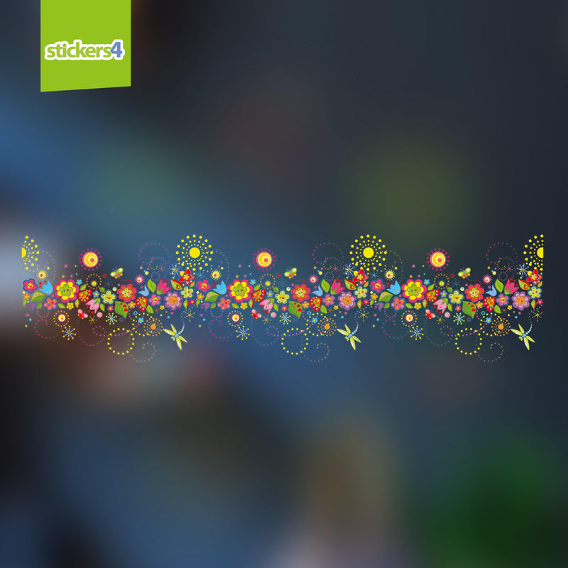 Floating Flowers Border Window Sticker