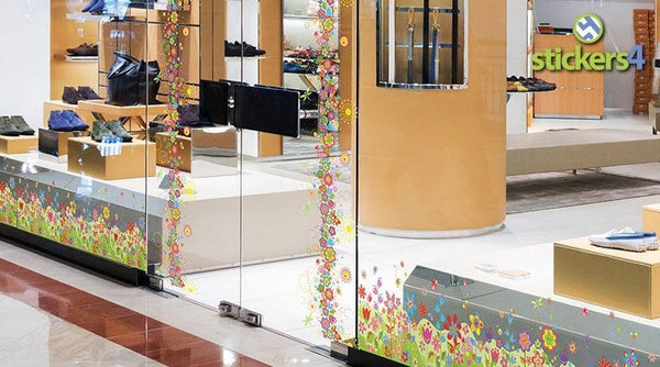 Floating Flowers Border Window Sticker