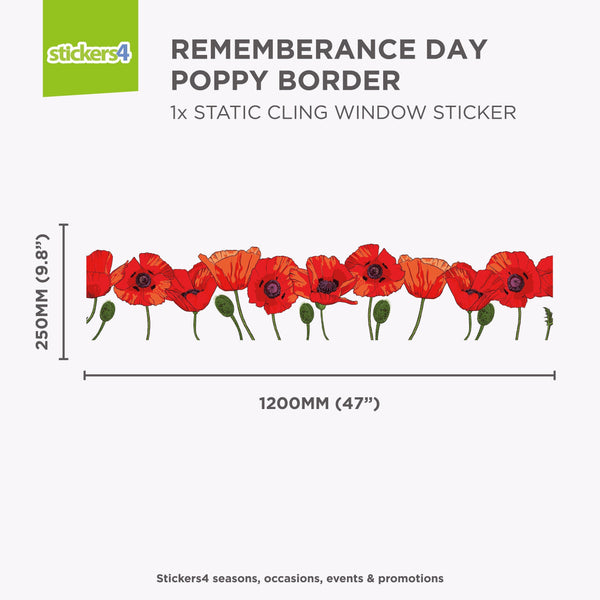 Illustrated Poppy Border Window Sticker